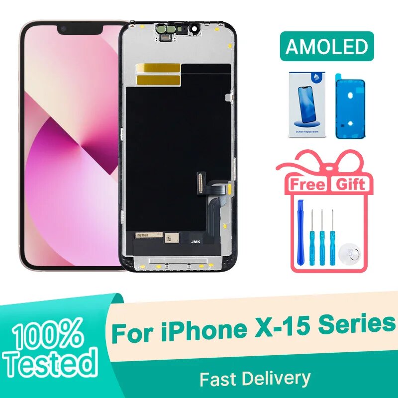 AMOLED для iPhone Series Дисплей для iPhone 12 15 14 13 11 ЖК-экран с истинным тоном 3D Touch для iPhone XS MAX ЖК-дисплей оптом