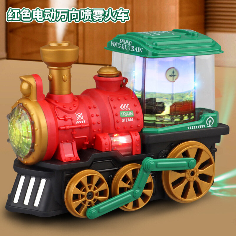 Детская игрушка-спрей поезд TikTok в том же стиле с огнями и музыкой, модель для мальчиков, электрическая универсальная игрушка для уличных торговцев