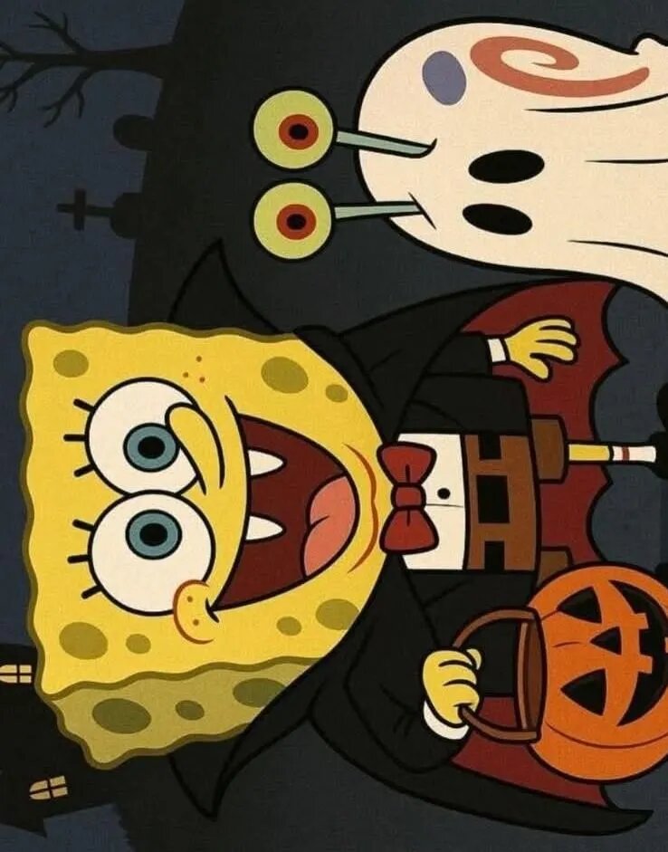 Алмазная Мозаика "Губка Боб Хэллоуин" 40x50 См Алмазная Вышивка / Картина Стразами Подарков / Украшения