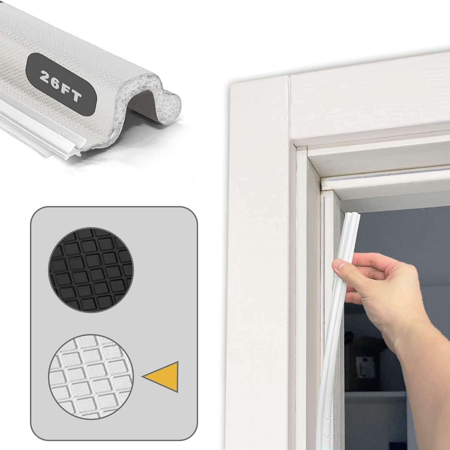 26-футовый рама двери сверхтолстый кард слот тип безклейhesive уплотнительный пояс полиуретановый пена ПЭ покрытие большие щели звукоизоляция пылезащита водонепроницаемость слот резиновый пояс (белый)