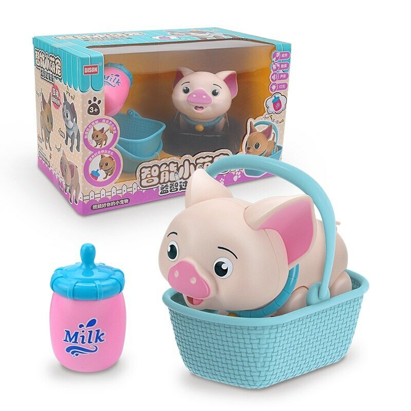 Умные мультфильмы Домашние животные Интеллектуальная собака кошка свинья Электронные игрушки Робот светодиодный глаз Звук детей Умные кормление домашних животных Электронные домашние животные (красочные)