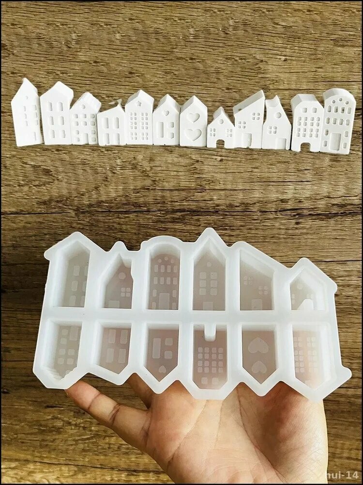 Формы для гипса и эпоксидной смолы силиконовые в виде мини-домиков