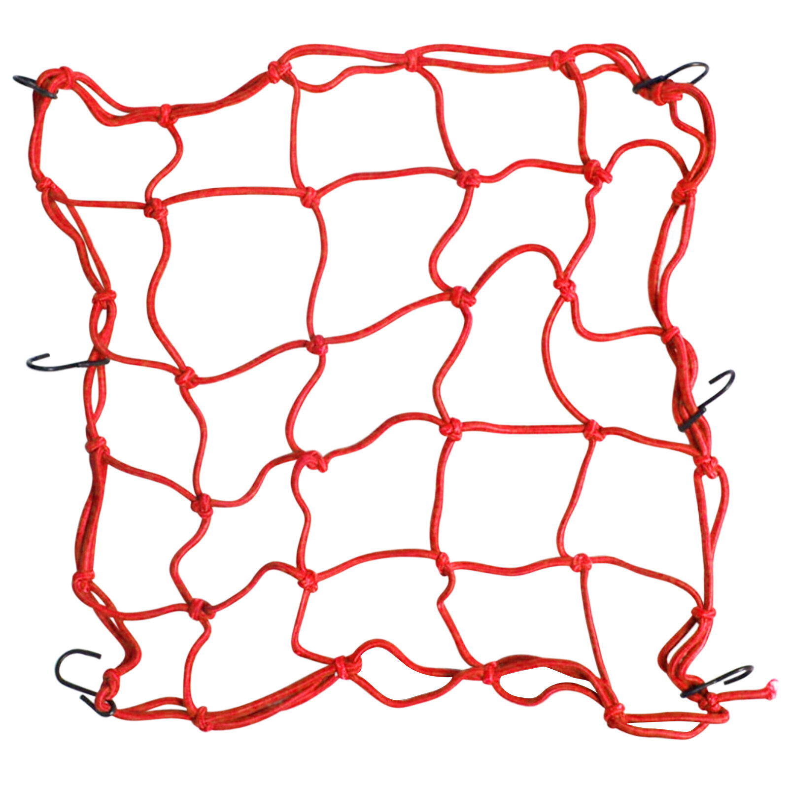 Сетка для груза на мотоцикл эластичная для багажа и шлемов с мелкой сеткой 6 металлическими крюками для мотоцикла и велосипеда, материал нейлон, цвет черный красный синий зеленый желтый, размер 300*300мм 400*400мм, упаковка 80*80*50мм, вес 120г 180г, в