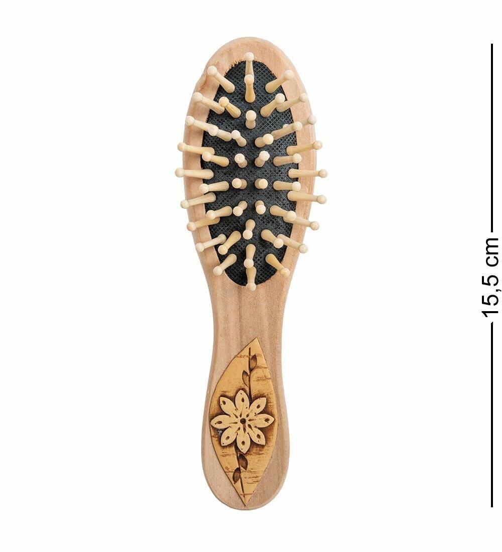 Массажная расческа деревянная Цветы (береста) A2146672 Народные промыслы, Береста