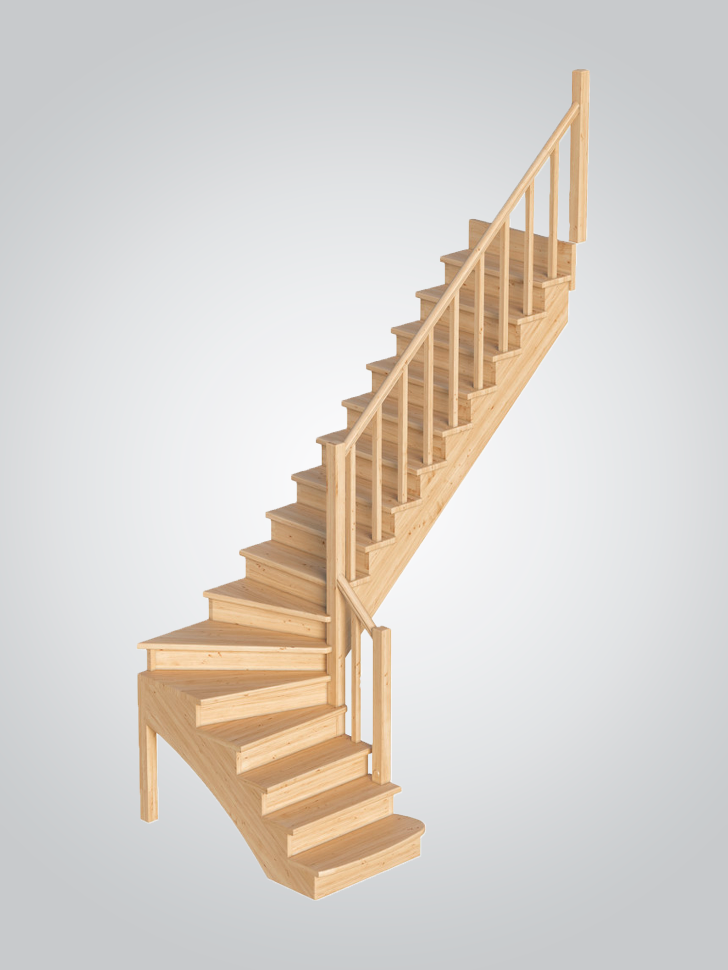 Лестница на второй этаж К-001м/6 Правая c подступенками