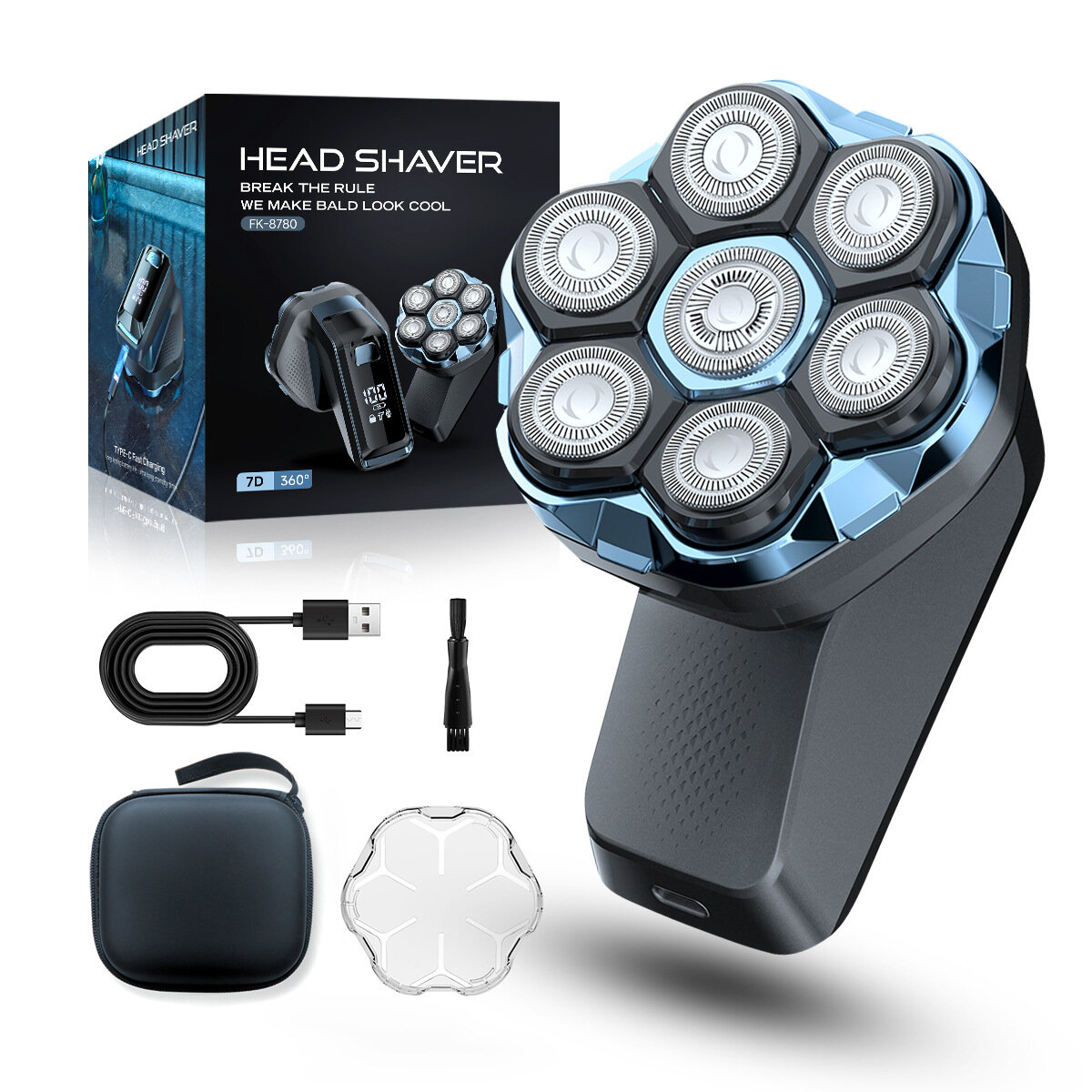 Инструмент для бритья головы, бритва для мытья всего тела, машинка для стрижки волос с 7 лезвиями, бритва с магнитной головкой
