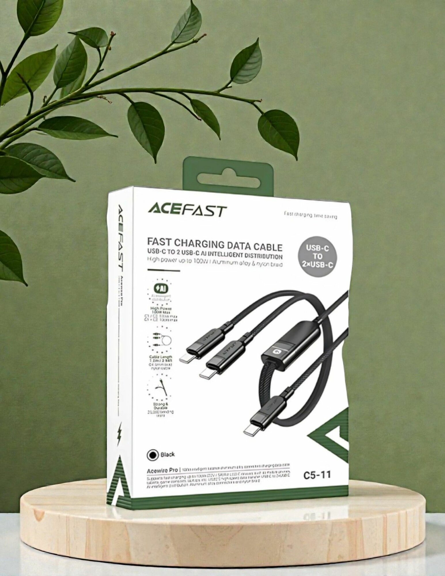 Кабель зарядки и передачи данных Acefast C5-11 100W Type-C to 2xType-C