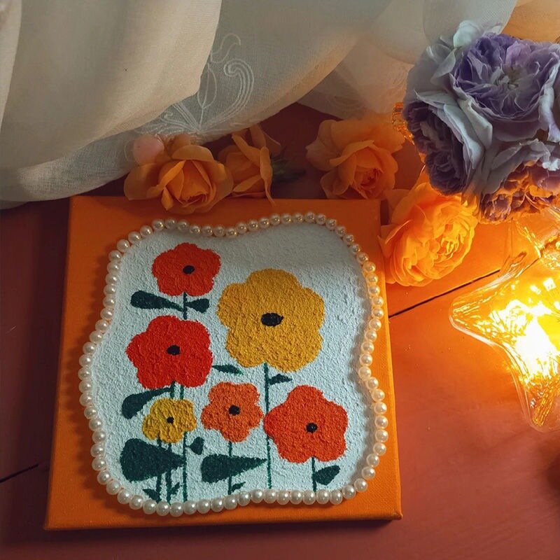 Потрясающая акриловая 3D текстура тюльпана, DIY цифровая масляная живопись, кварцевый песок, ручная работа, декоративная живопись тюльпана