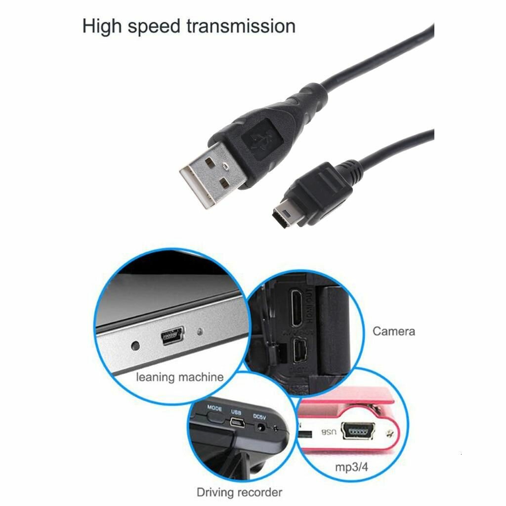 Мини USB кабель 0.8м, Черный — фото 1
