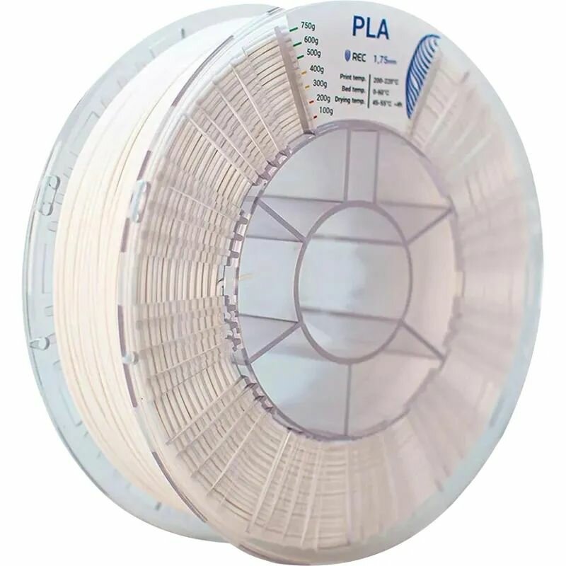 Катушка для 3D-принтера REC PLA пластик, 1,75 мм, белый, матовый