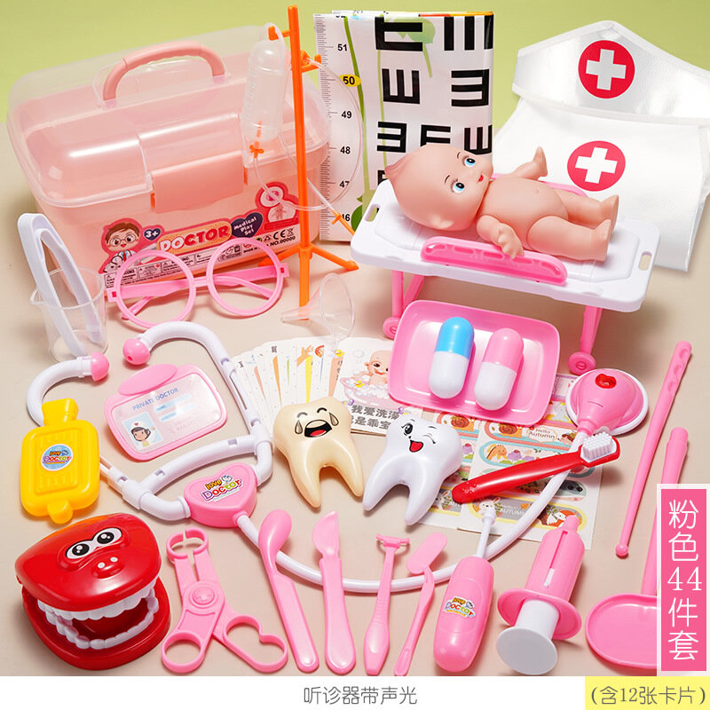 Игровой набор доктора для девочек, медицинский набор для ролевых игр, инъекция медсестры, стетоскоп для детей 3-6 лет