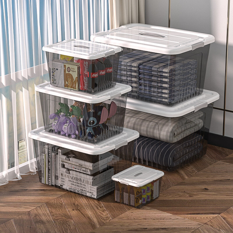 Прозрачный контейнер для хранения для домашнего использования, контейнер для одежды, контейнер для игрушек, органайзер большой емкости