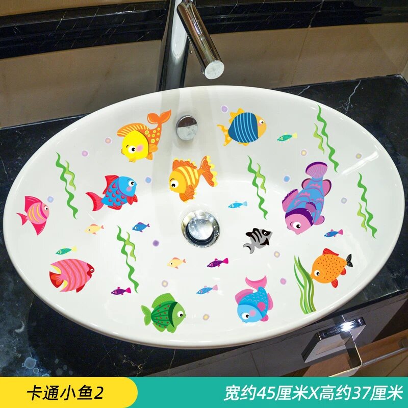 Водонепроницаемые самоклеящиеся декоративные наклейки на плитку для ванной комнаты с изображением морских рыб для