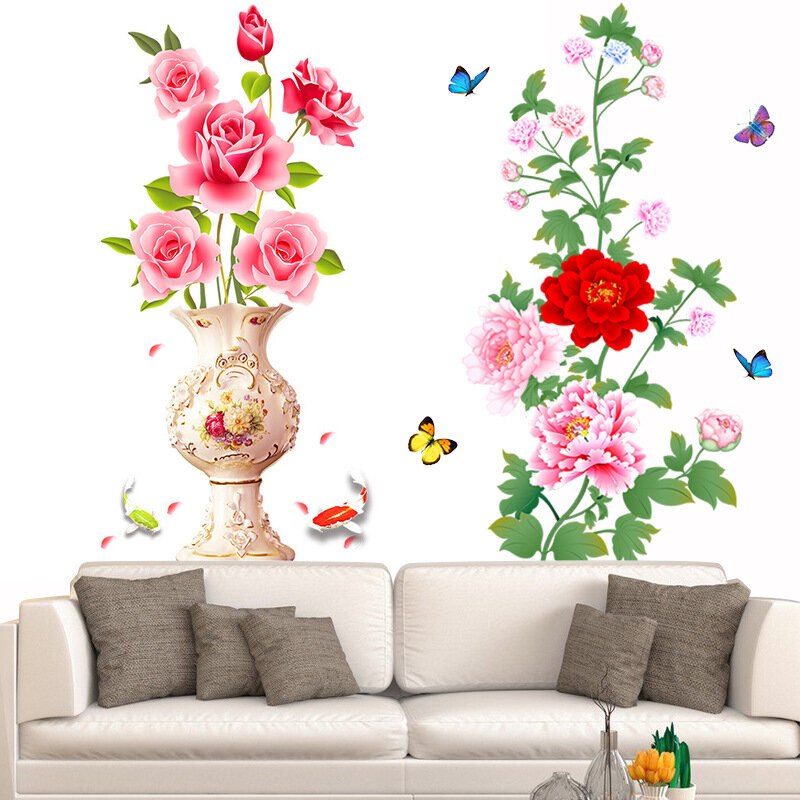 Китайский стиль пион цветет богатая наклейка гостиная спальня кабинет диван фон декоративная настенная наклейка