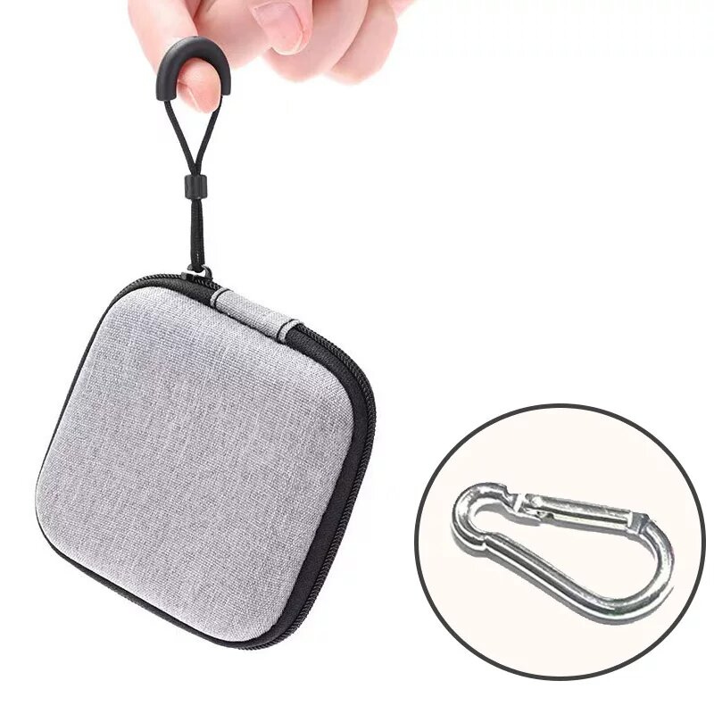 Большой чехол для наушников с карабином, внутренние габариты 7.6x7.6x3 см