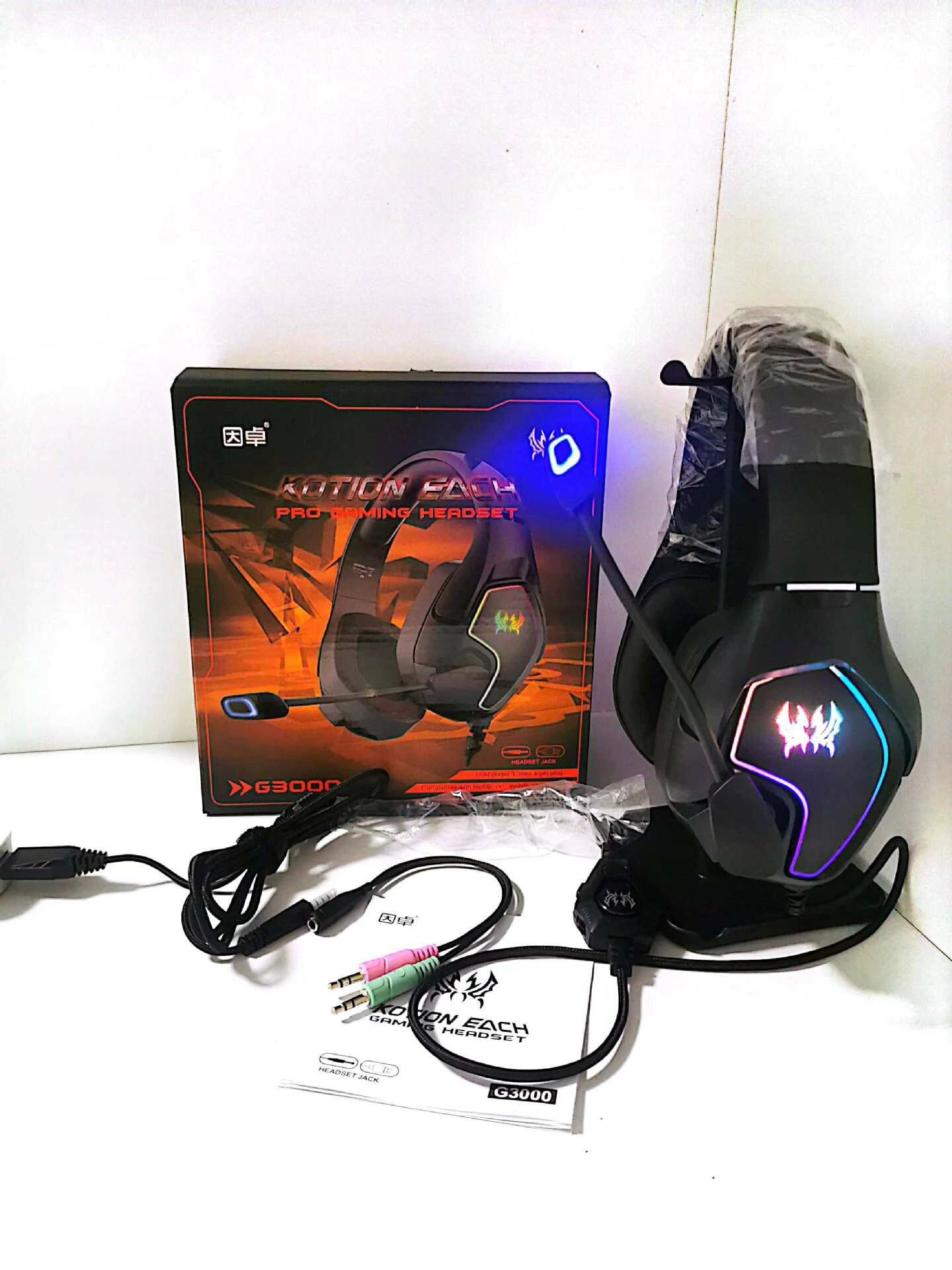 Проводная игровая гарнитура Cross-border Yin Zhuo G3000 с микрофоном для настольных ПК, ноутбуков и PS4 G3000 черный