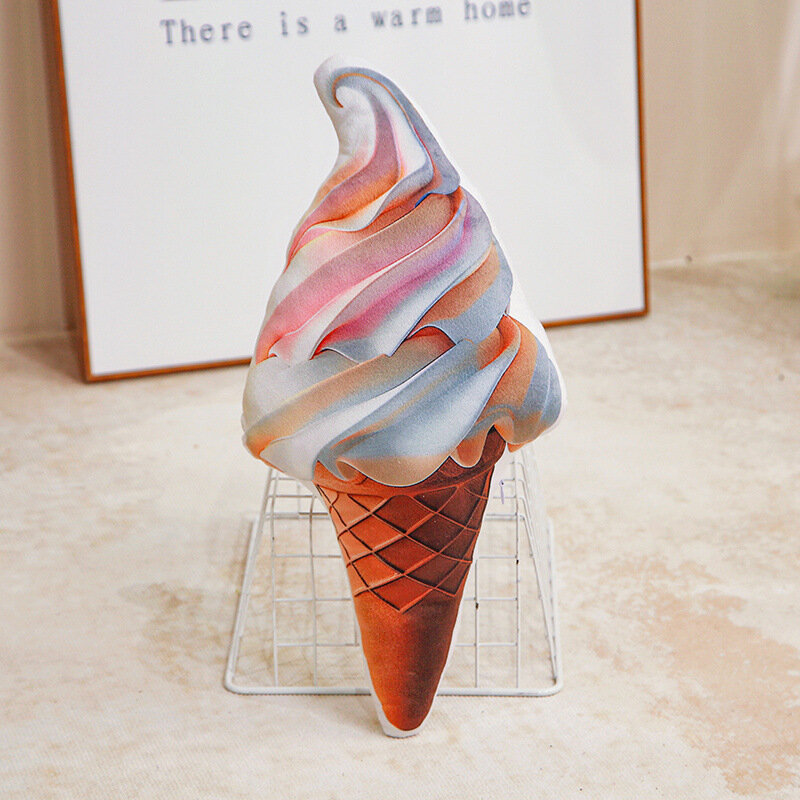 Новая реалистичная и забавная подушка в виде рожка мороженого, плюшевая игрушка, подушка-мороженое, креативный реквизит для куклы.