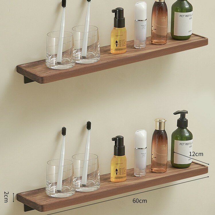 Стеллаж для хранения из орехового дерева, новый китайский стиль, легкая роскошь, ванная комната, многослойная доска из массива дерева, настенный хранительный шкаф, одиночная доска