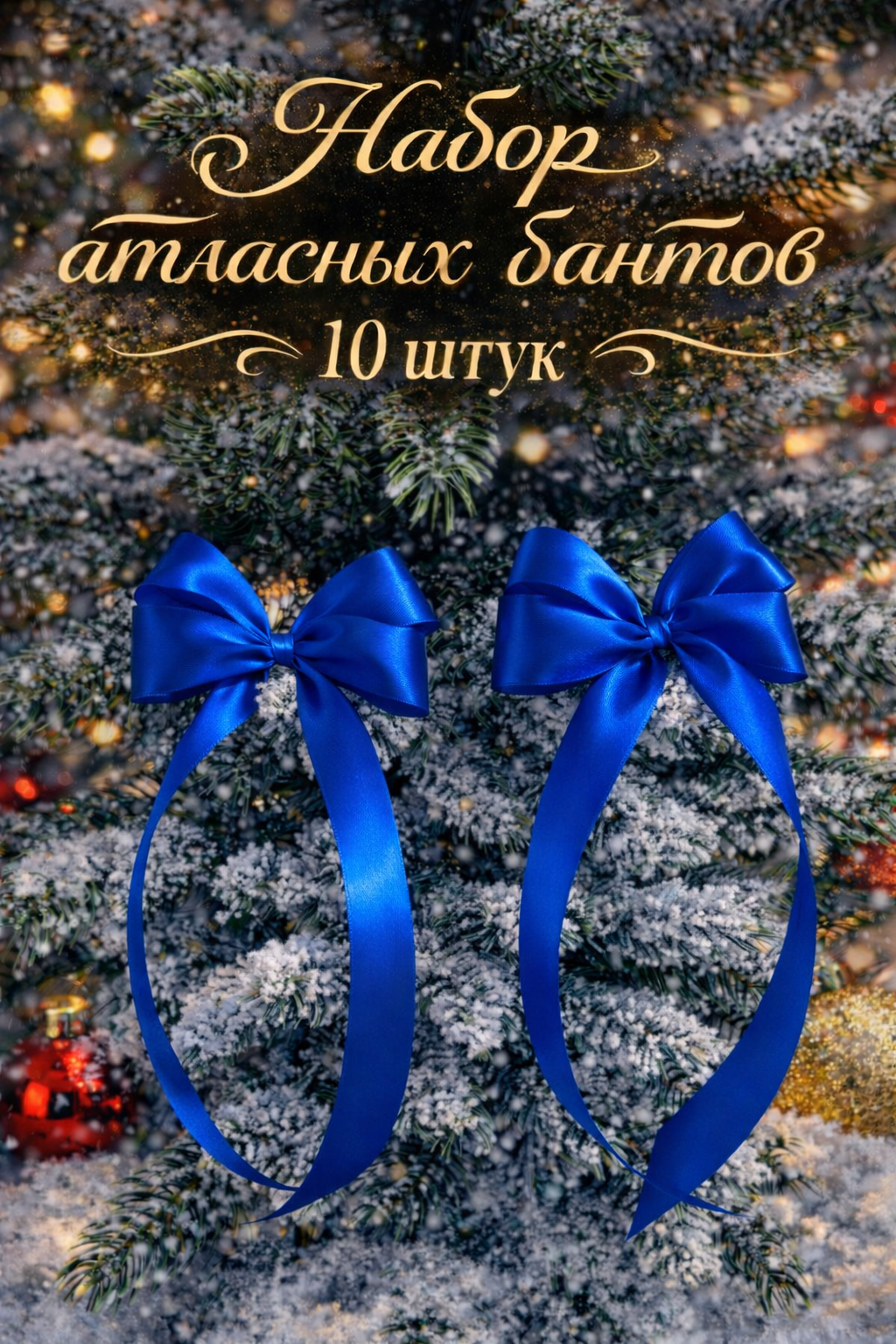Бантики для елки - 10 штук/бантики для декора/бантики для бабл шаров/новогодние украшения/атласные/цветные