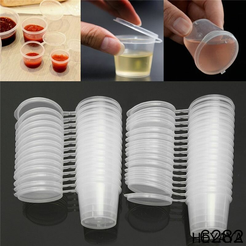 Соусник oдноразовый с крышкой, 25мл, 30шт, контейнер пищевой одноразовый Пластик