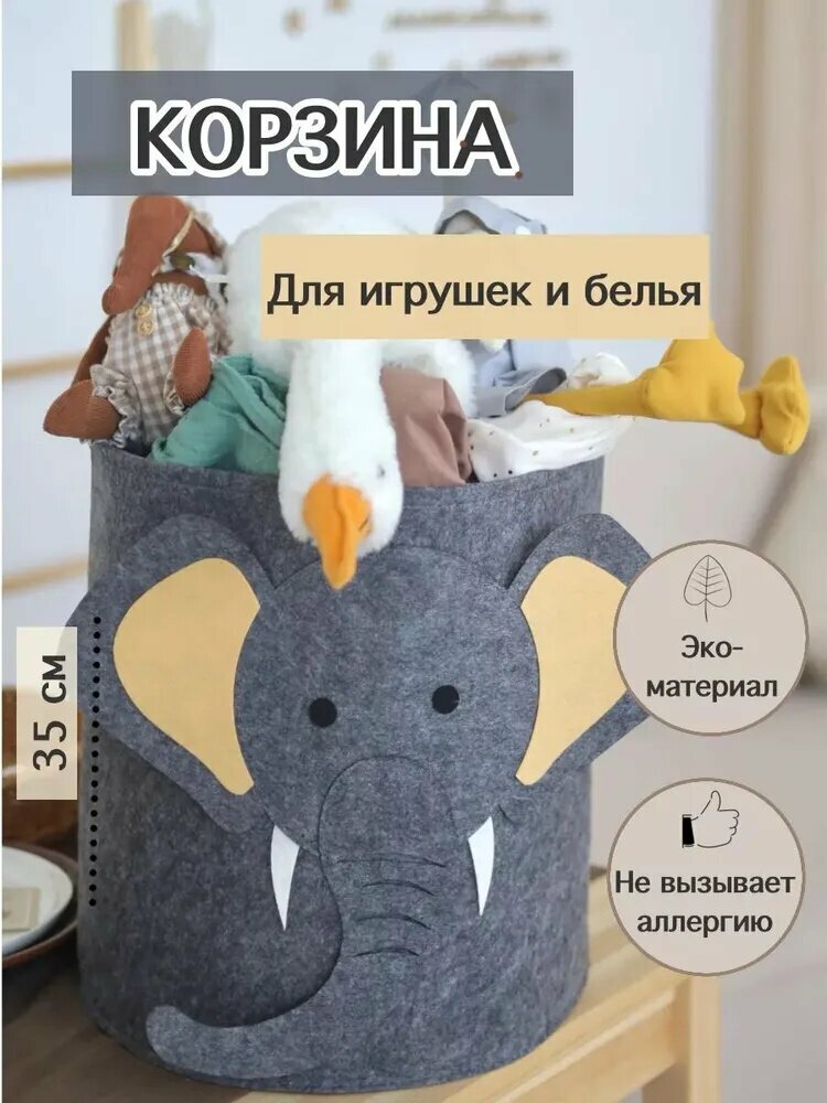 Корзина для игрушек длина 35 см, ширина 35 см, высота 35 см.