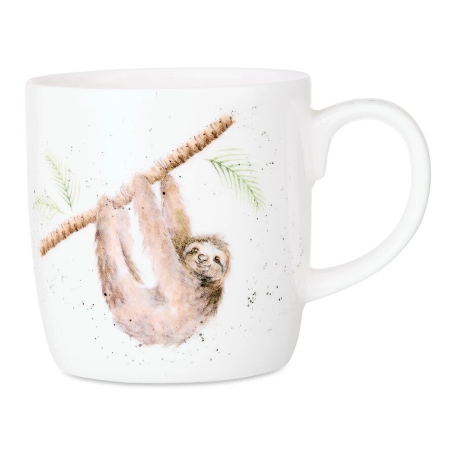 Кружка Royal Worcester Забавная фауна Ленивец, слоняющийся без дела 400 мл, фарфор костяной