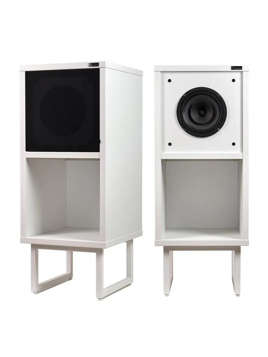 Акустическая тумба для виниловых пластинок "Rondo Stereo", Hi-Fi акустика, белая