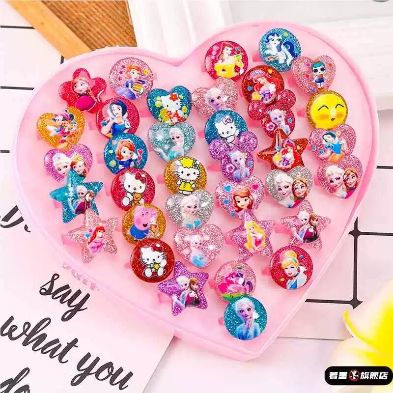 Детское кольцо с мультяшным дизайном, золотистое, с изображением снега и льда, кольцо с принцессой, для малышей,