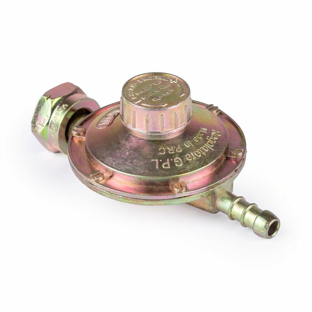 Редуктор пропановый с регулятором тип "лягушка" с гайкой 21.8-14LH с ниппелем 9мм; надёжный регулятор давления газа