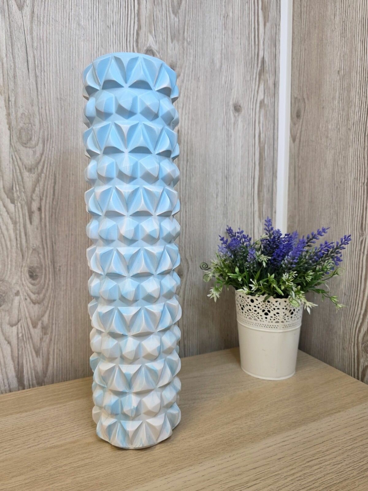 Ролик массажный для йоги и фитнеса 45см голубой