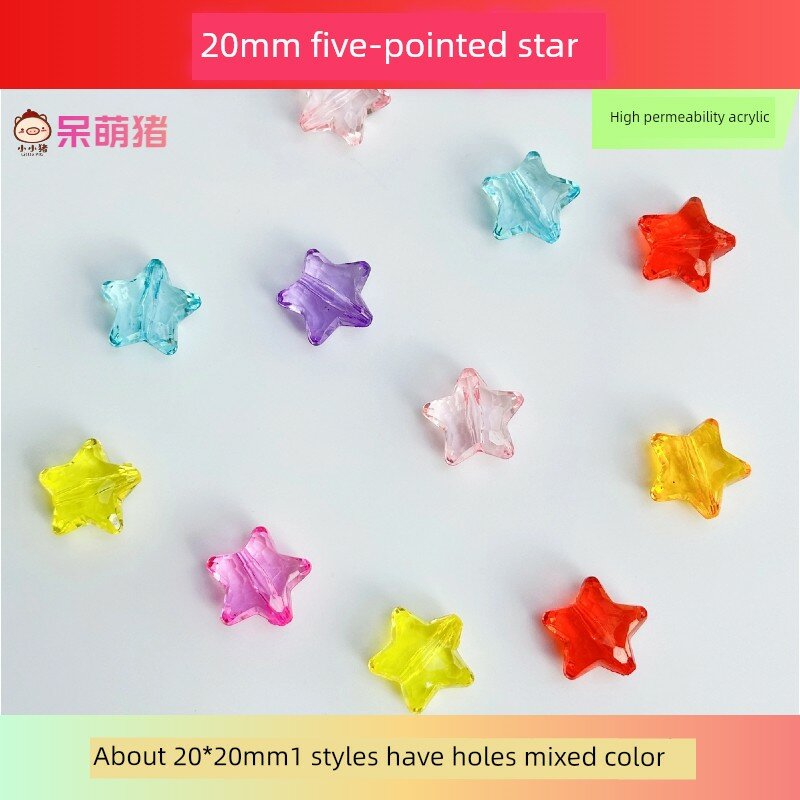 Акриловая разноцветная пятиконечная звезда, прозрачное кристальное ожерелье, награда для детского сада, для детей,