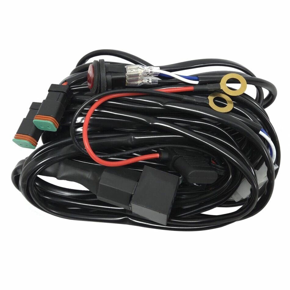 Комплект проводов для двух подключений LED фар и балок (Deutsch) с врезной кнопкой