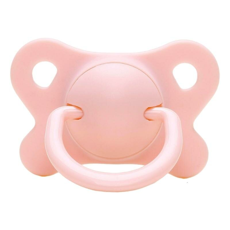 Соска-пустышка силиконовая в форме бабочки с ручкой, Розовый