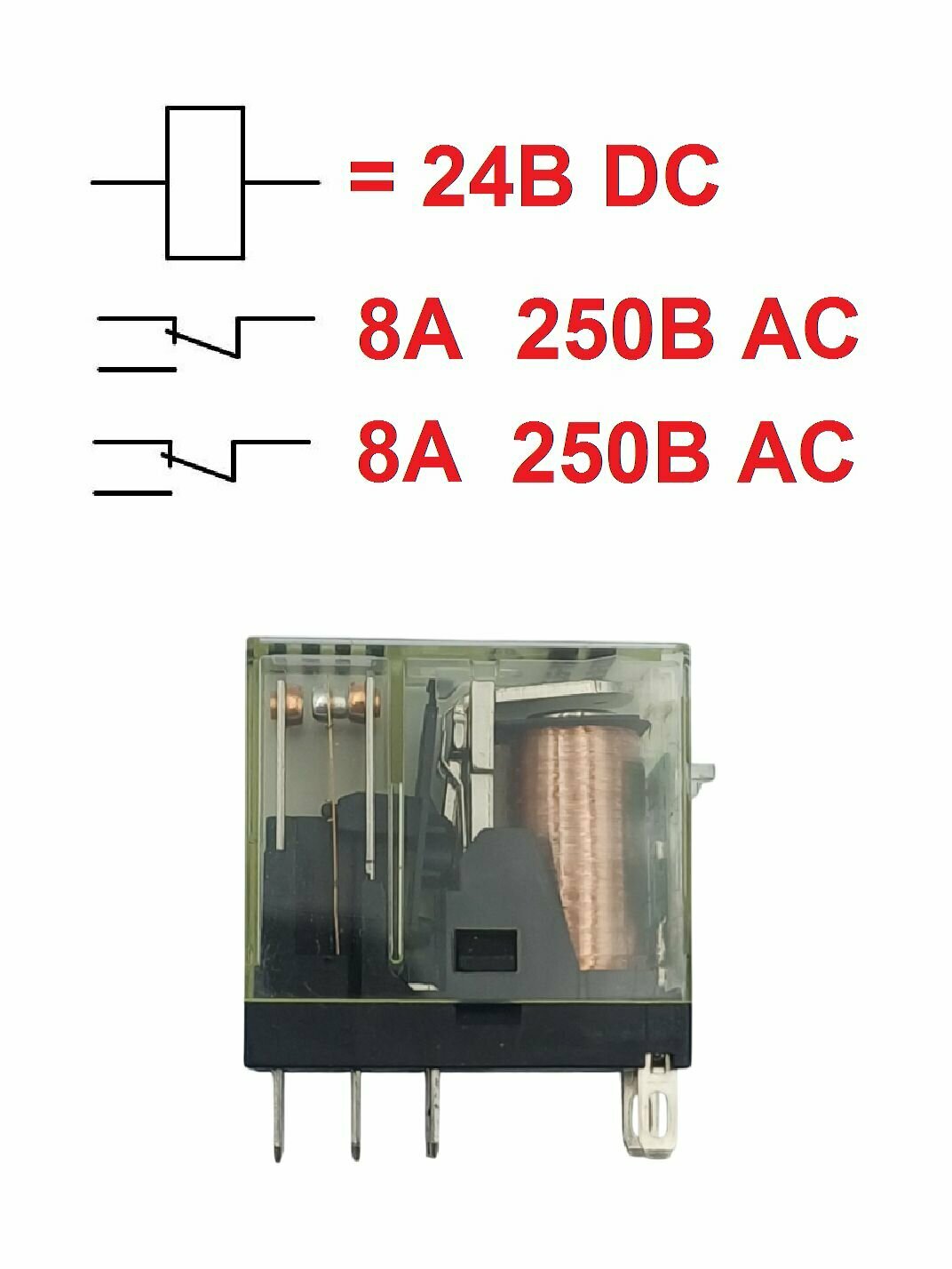 Промежуточное реле 24В RY2S-CL-D24, 2 контакт 12A
