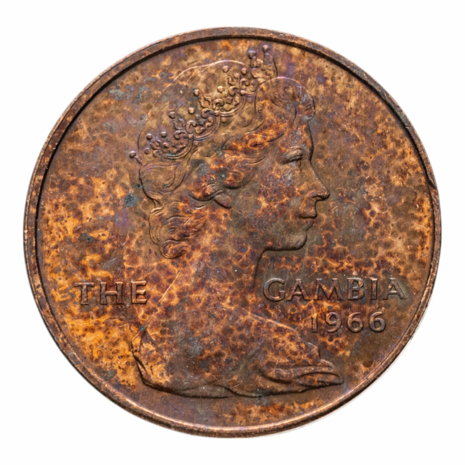 Гамбия 1 пенни penny 1966, Бронза, в сохранности XF