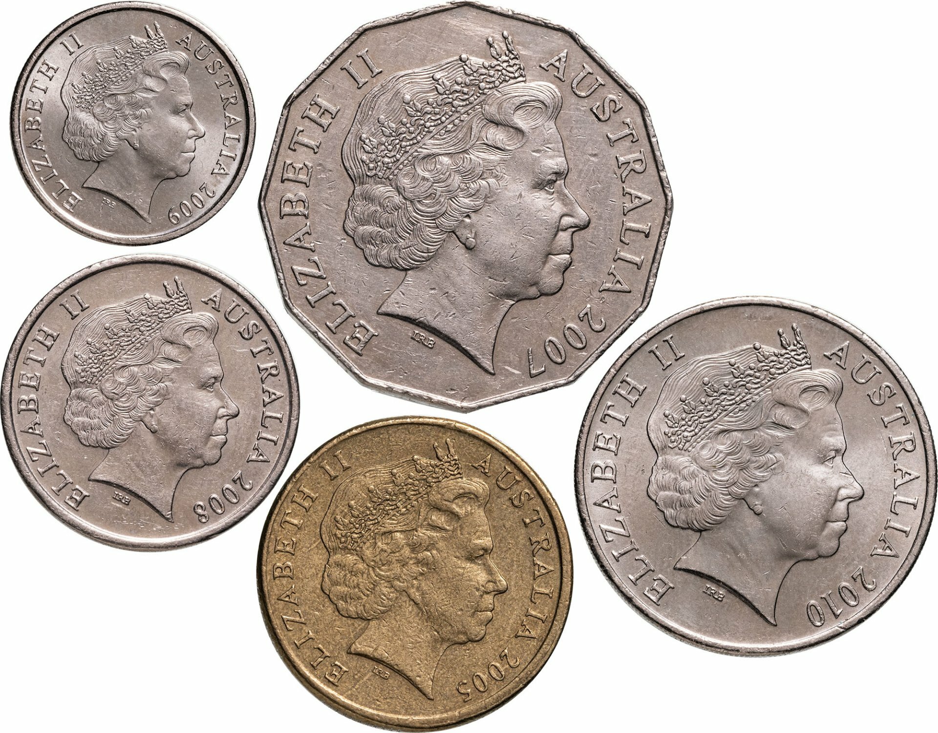 Австралия, набор из 5 монет 2005-2010, мельхиор и бронза, в сохранности XF-AU