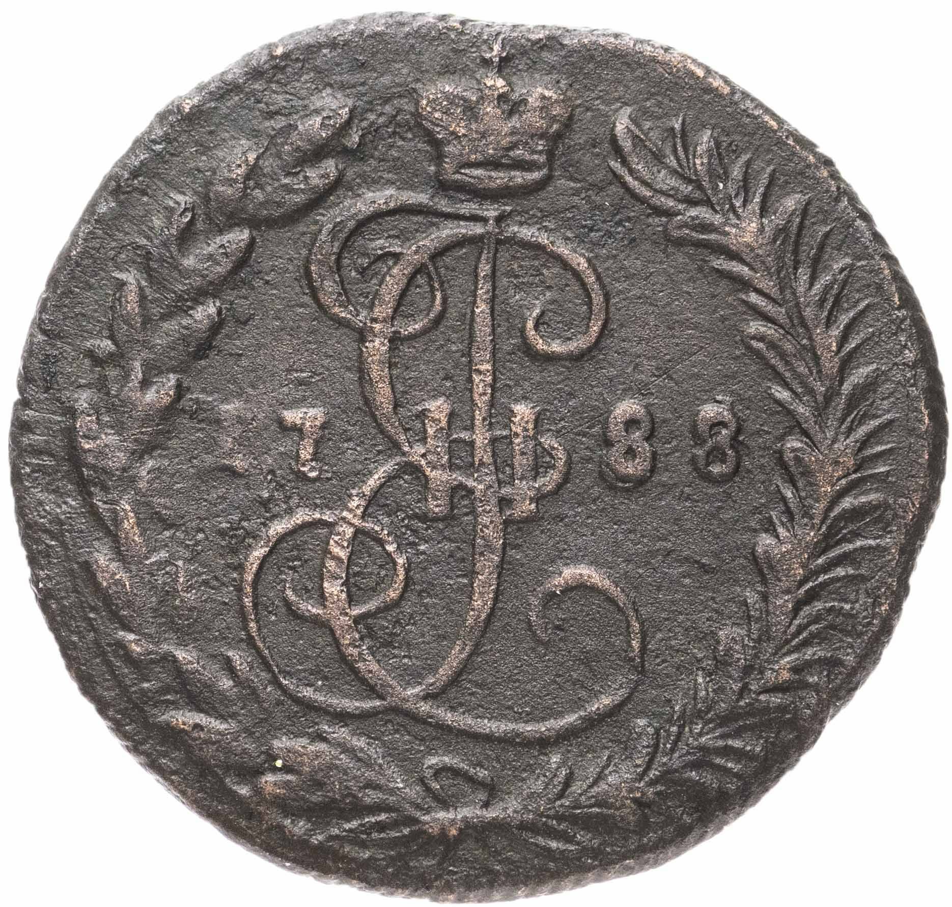 Денга 1788 КМ, Медь, в сохранности VF