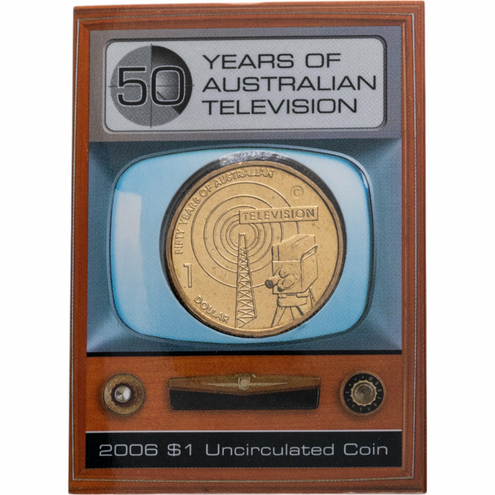 Австралия 1 доллар dollar 2006 C "50 лет австралийскому телевидению", Бронза, в сохранности UNC