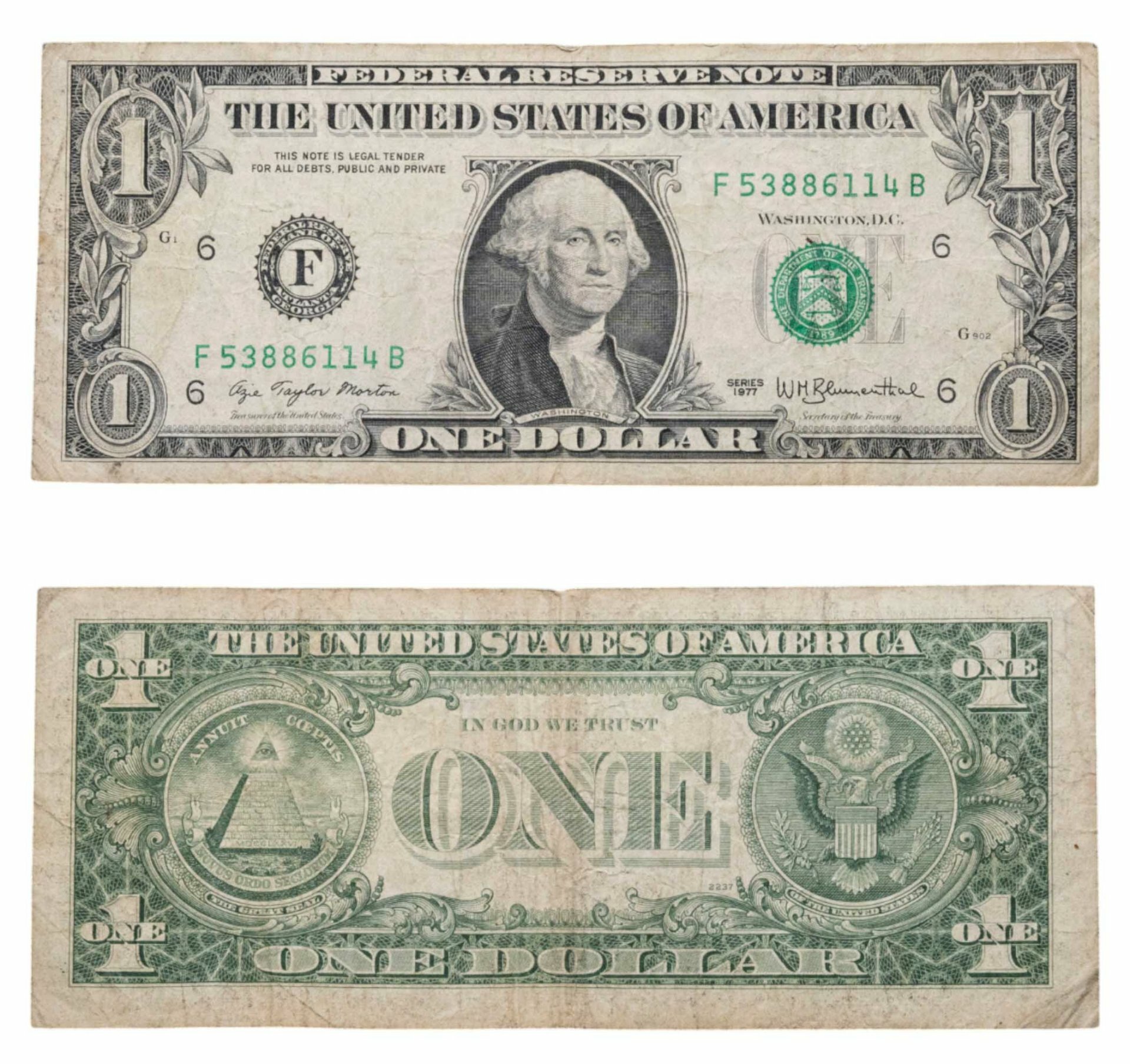 США 1 доллар 1977 series 1977 F-Атланта