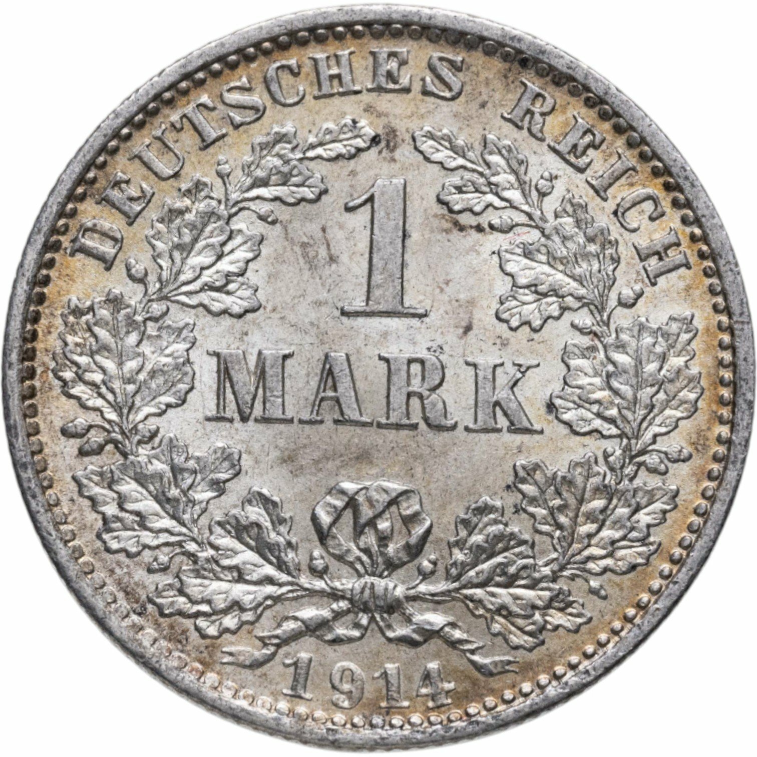 Германия 1 марка 1914 Знак монетного двора: "D" - Мюнхен, Серебро 900, в сохранности AU-UNC