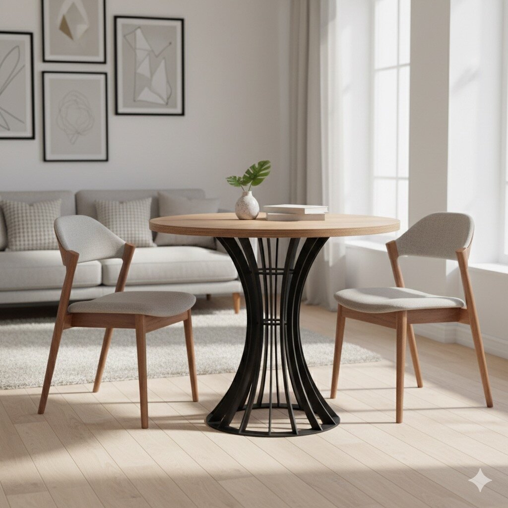 Стол обеденный Steel Dekor FARAON, круглый, современный стиль, чёрный, 100см