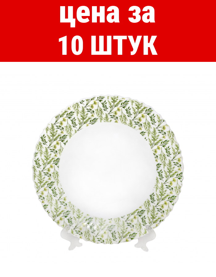 Комплект 10 шт, тарелка стеклокерамика обед утро 24СМ МФК матрица