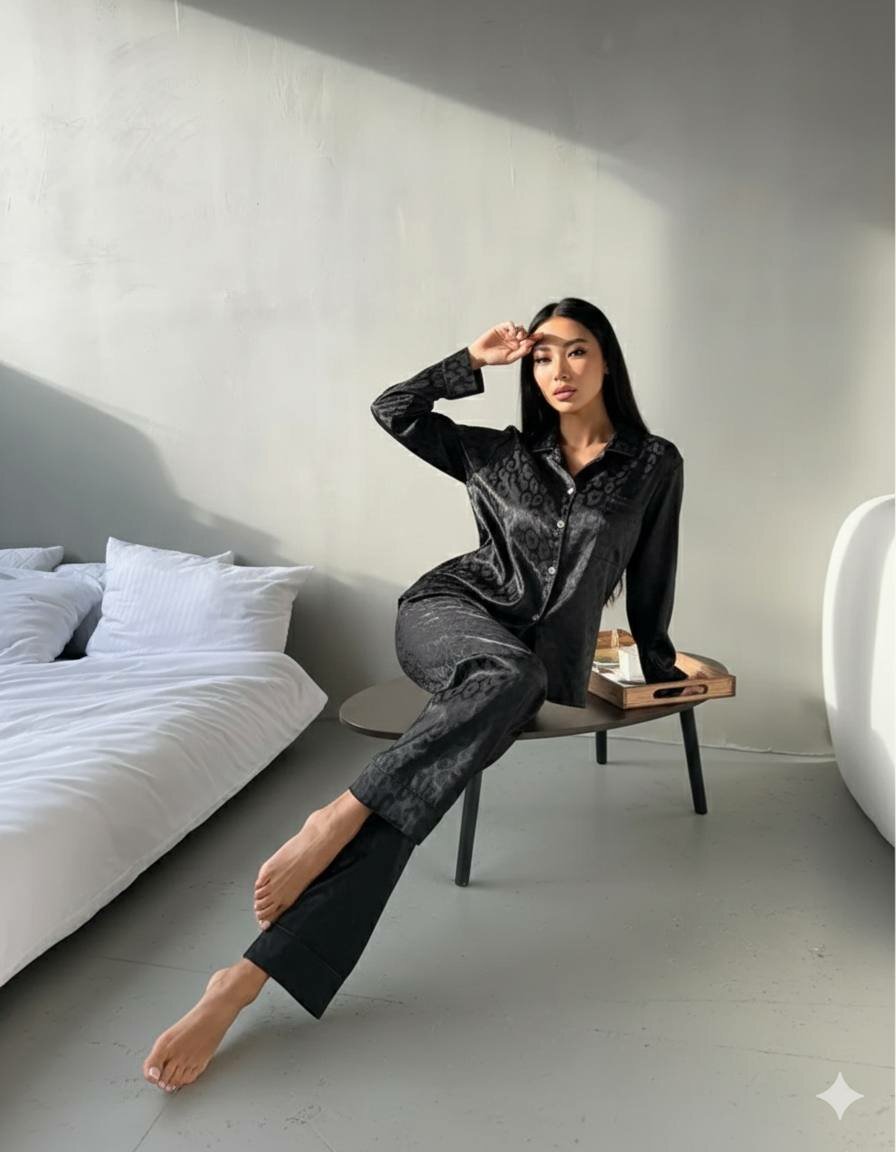 Пижама женская, шелковая, мягкая и качественная ткань