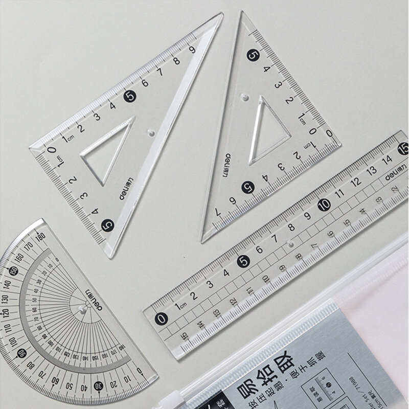 Прозрачная линейка Deli с волнистой линией 15 см для учеников начальной школы, детская пластиковая линейка 20 см