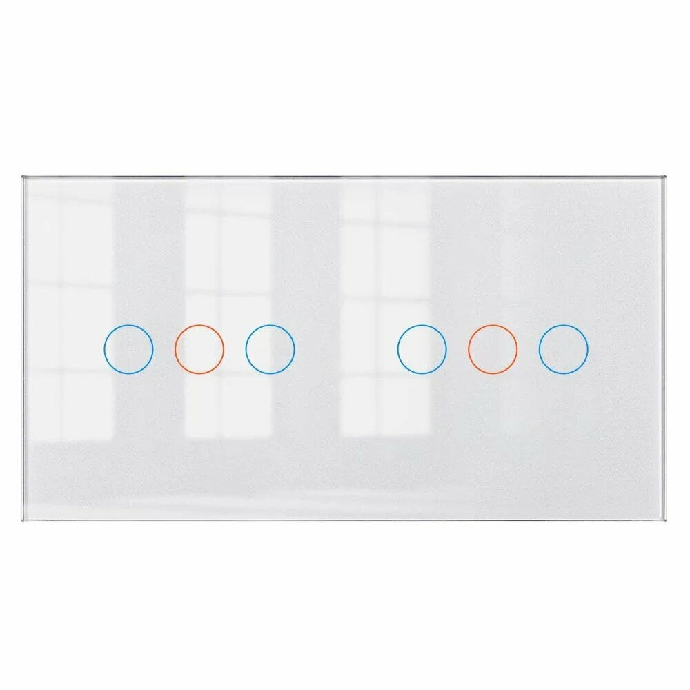 Умный сенсорный выключатель с WIFI трехклавишный ,6 клавиша ,2пост стекло 153х82 мм , Серебристый