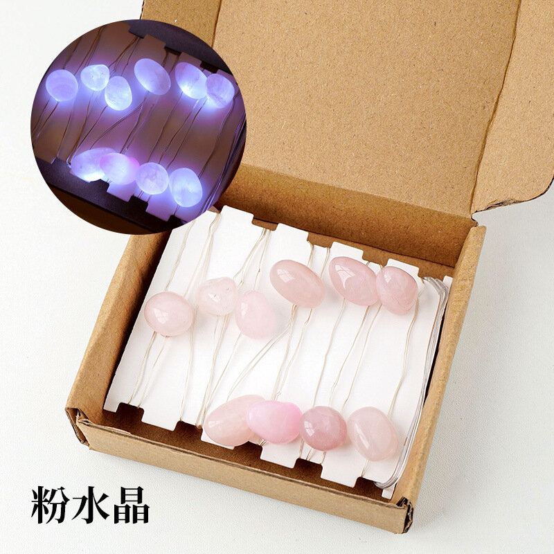Натуральный розово-белый аметист, сырой камень, атмосферная лампа, длинная полоса, цветная лампа, гирлянда, рождественское украшение, ночник, праздничный подарок