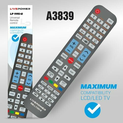 Пульт для телевизора д/у универсальный RM-L1195+8 для всех телевизоров и ТВ приставок