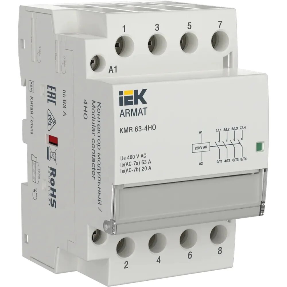 Модульный контактор IEK ARMAT KMR 63А, 230В AC, 4НО AR-KMR10-063-40-230