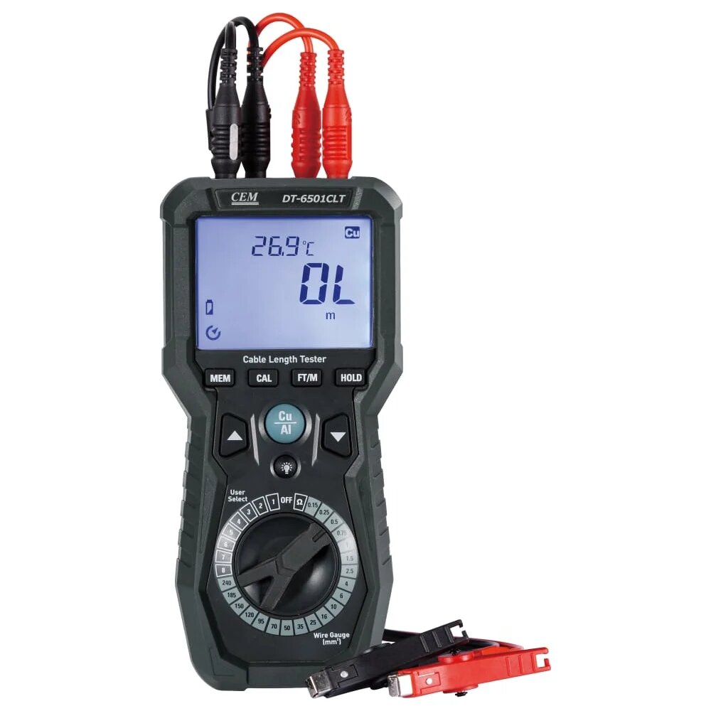 Измеритель длины кабеля СЕМ DT-6501CLT 685996 с подсветкой дисплея, индикатором разряда батареи, защита от пыли и влаги