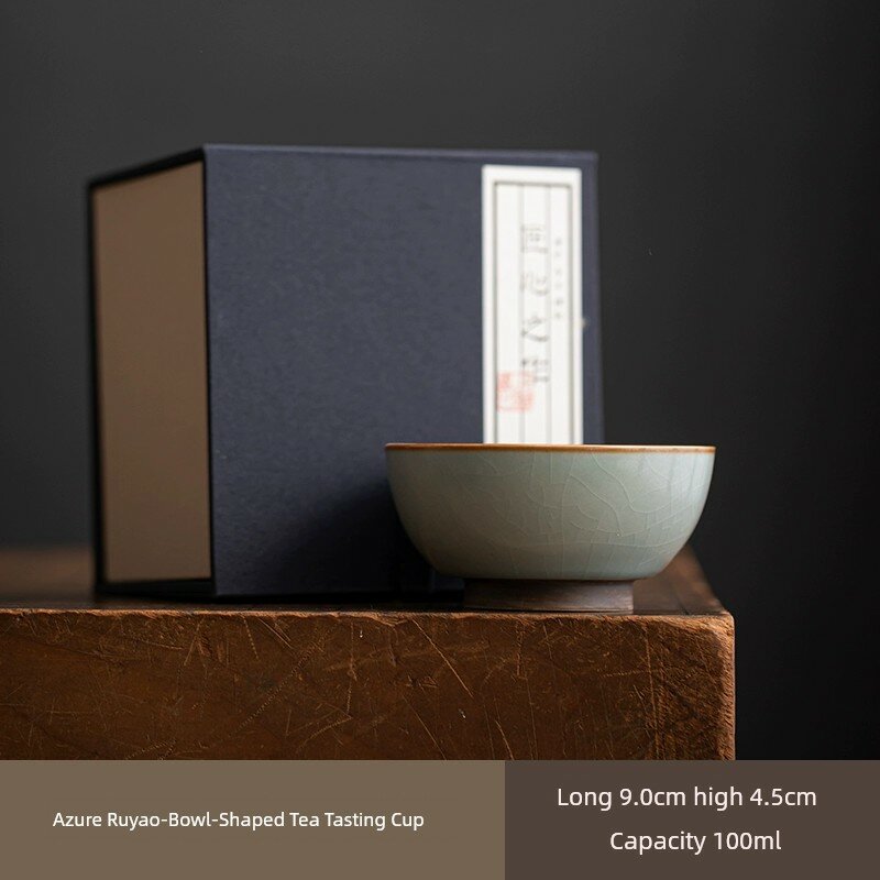 Подлинная фарфоровая чашка в форме чаши для чая Гонфу, цвет небесно-голубой, объем 100 мл